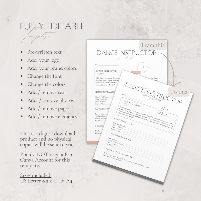 Dance Instructor Contract Template, Dance Services Contract ...