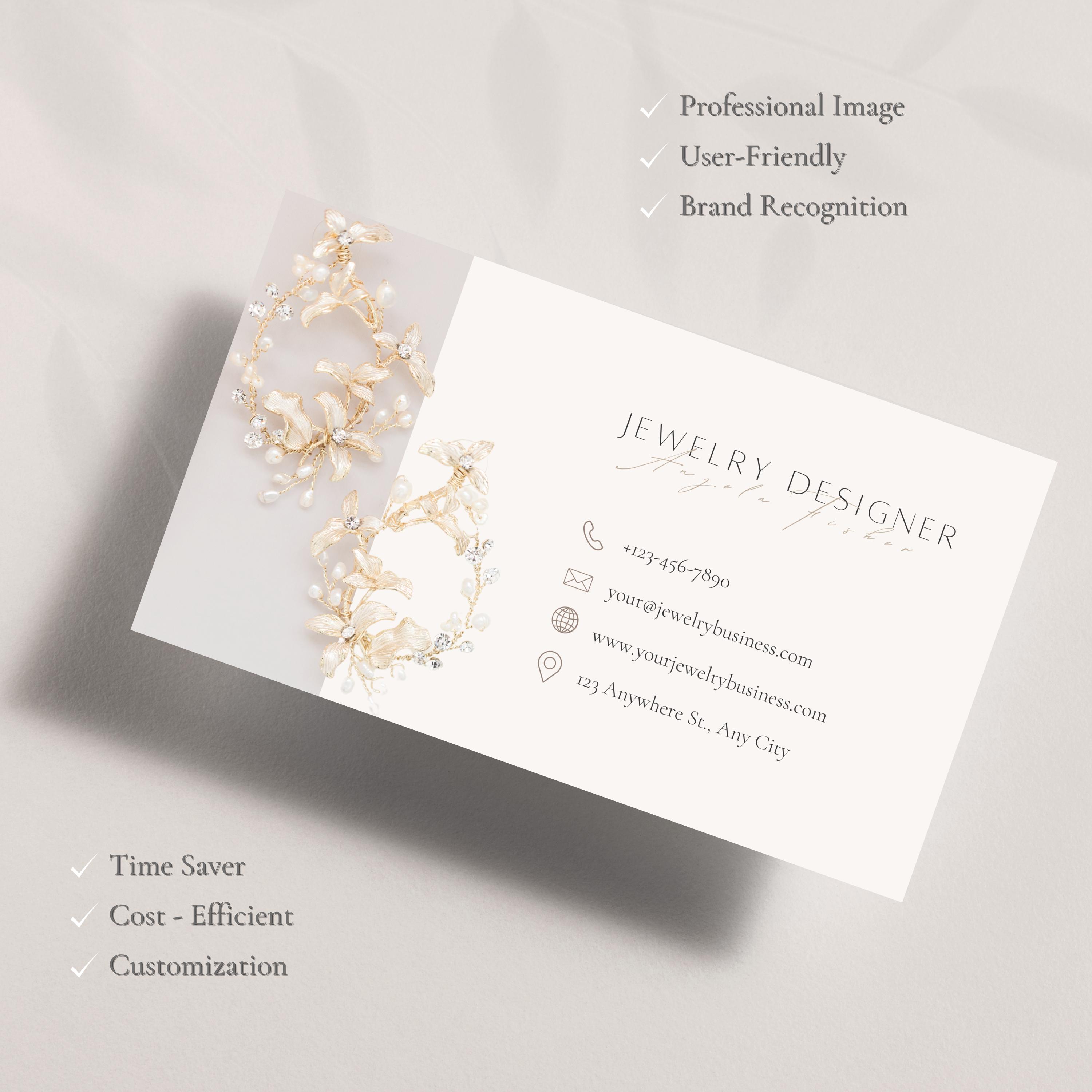 Jewelry Business Card Template, Editable Jeweler Info Design ...