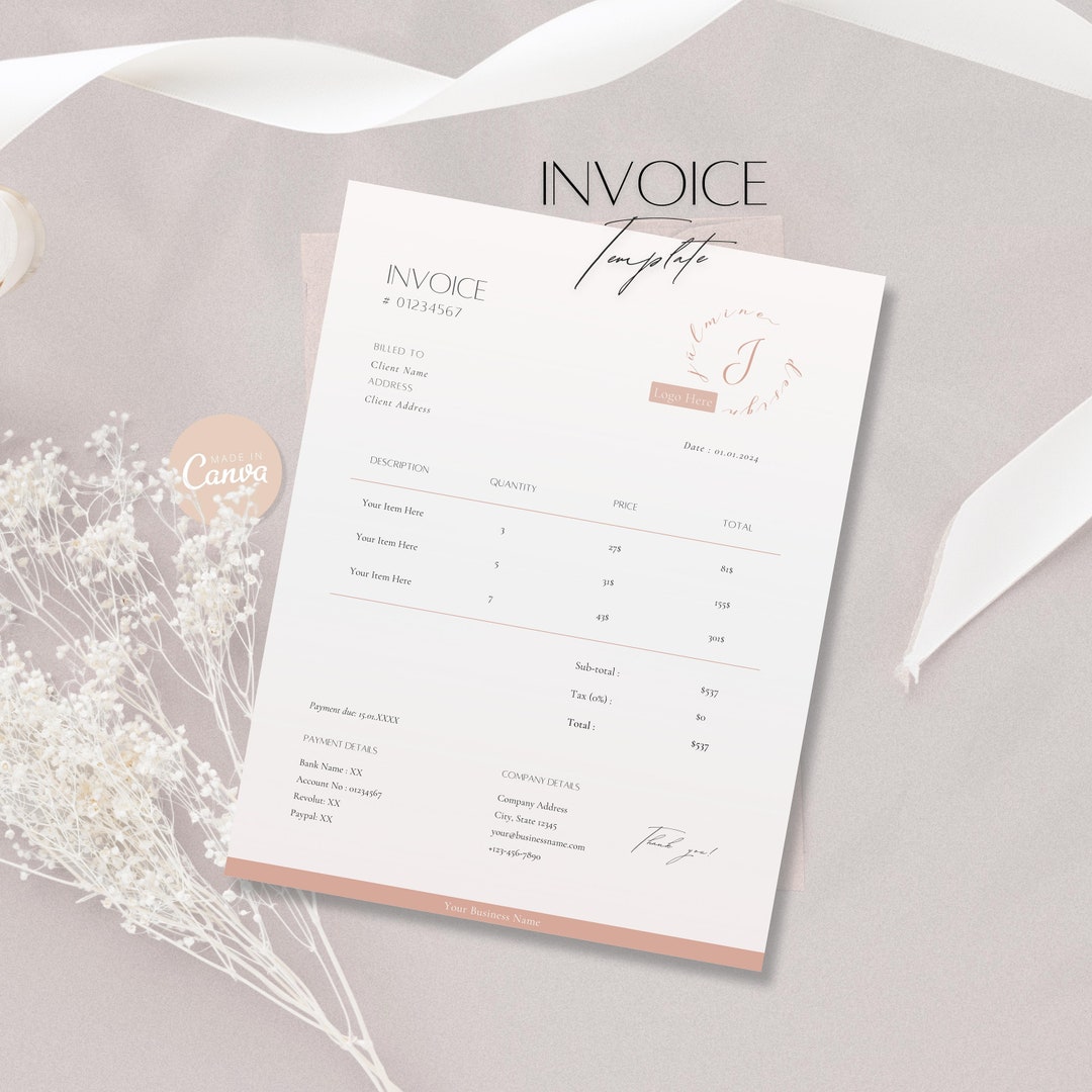 Invoice Template Editable Invoice for Clients Printable - Etsy