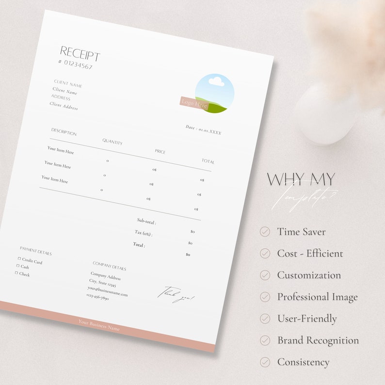 Plantilla de recibo, recibo editable para clientes, formulario de ...