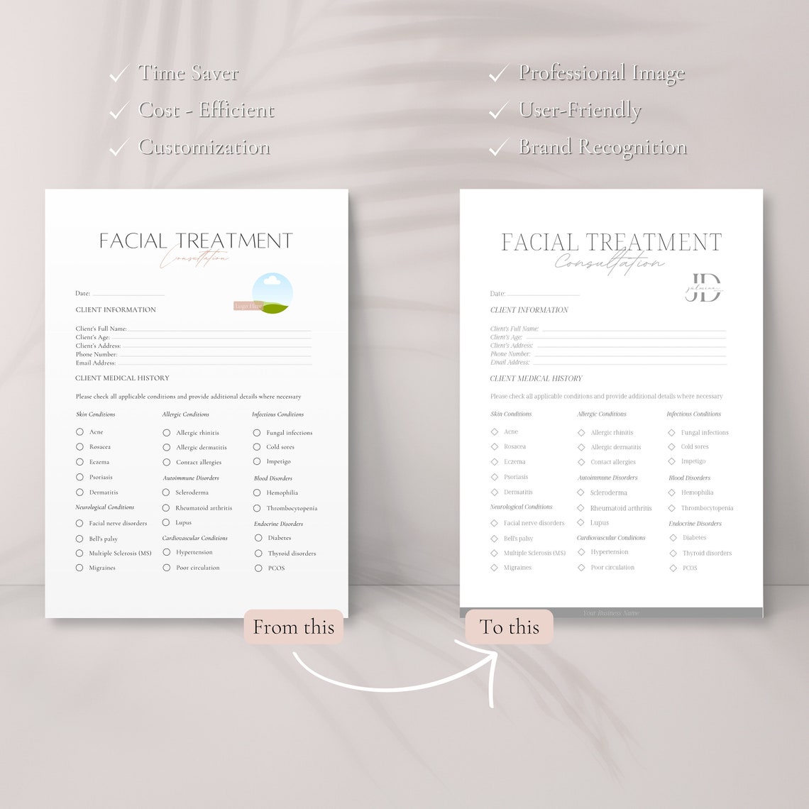 Facial Treatment Consultation Form, Editable Beauty Salon Service ...