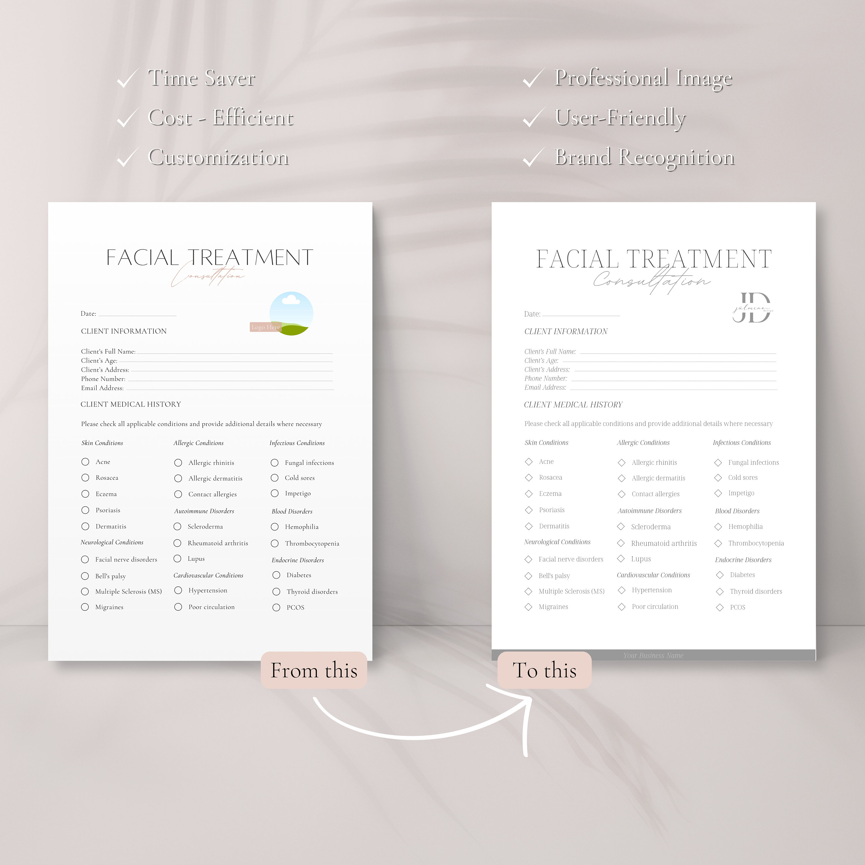 Facial Treatment Consultation Form, Editable Beauty Salon Service ...