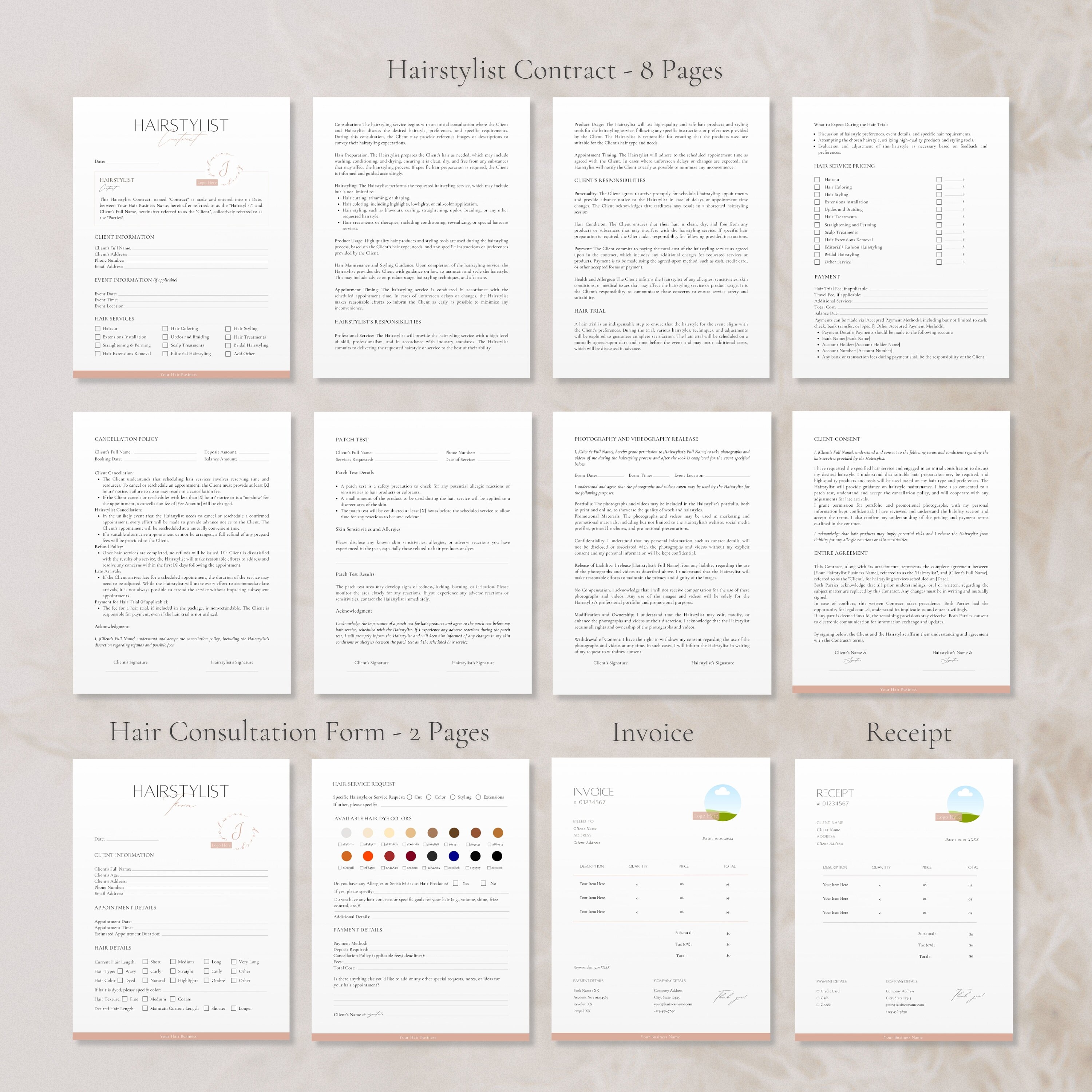 Hairdressing Mega-bundle Templates, Editable Hairstylist Catalog ...