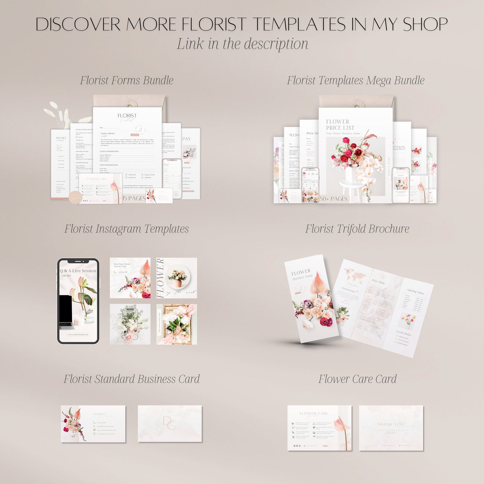 Florist Brochure Template, Editable Floral Services Instagram Business ...