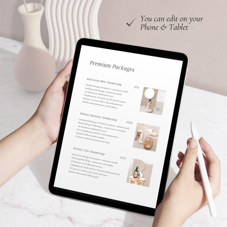 Spa & Wellness Price List Template, Editable Beauty Services Pricing ...