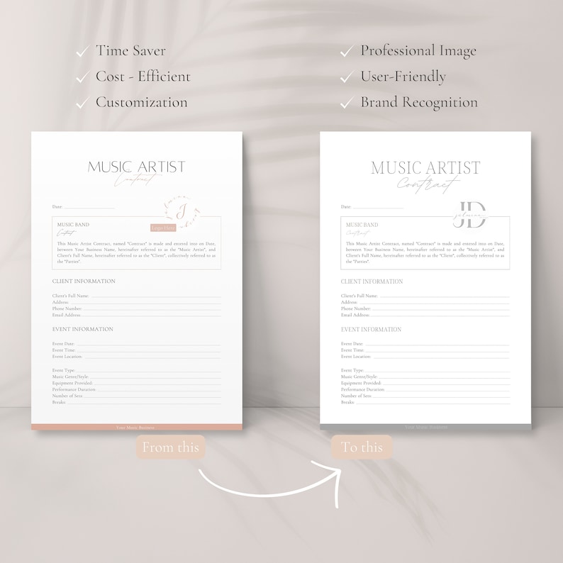 Music Artist Contract Template, Editable Musician Business Agreement ...