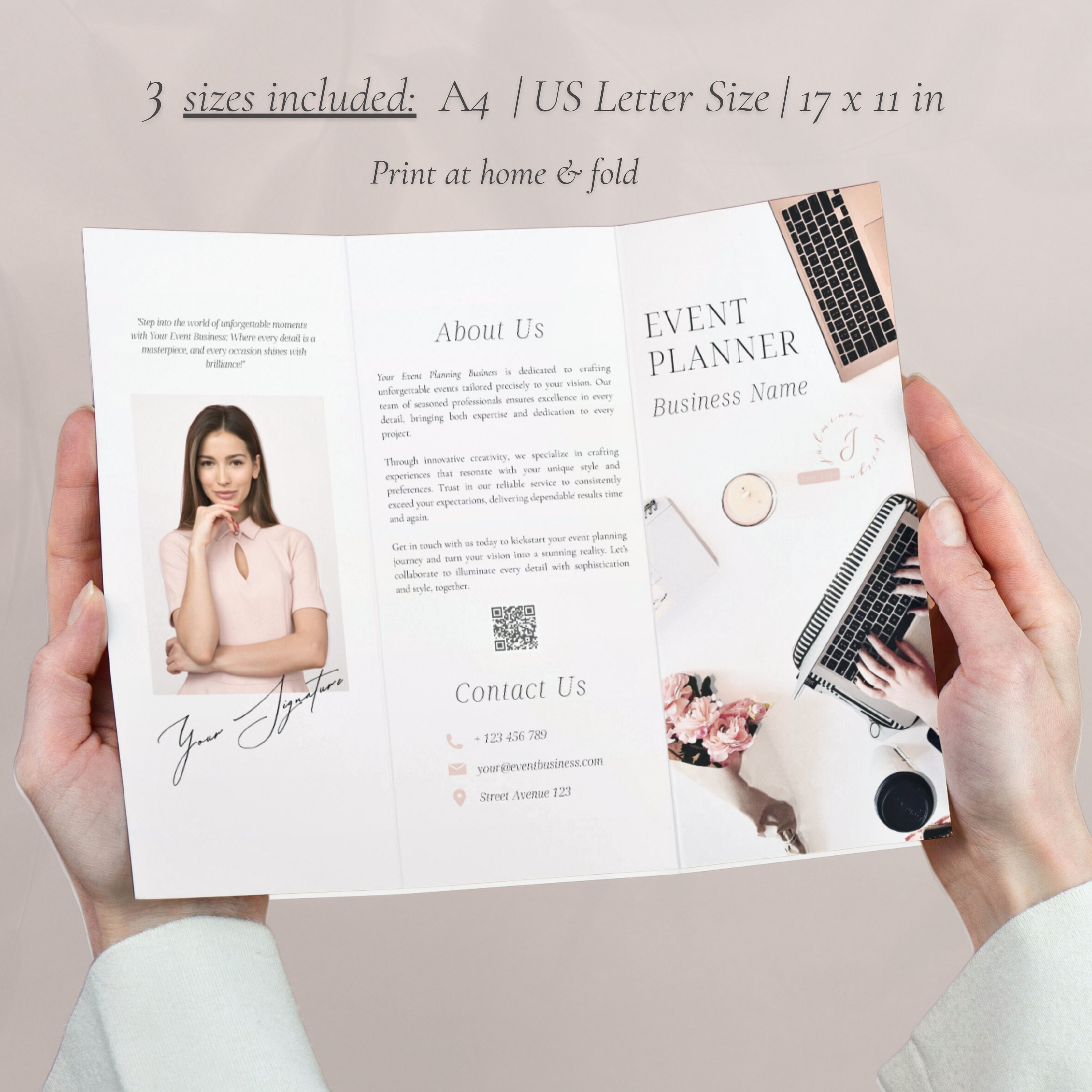 Event Services Trifold Brochure Template, Editable Event Planner ...