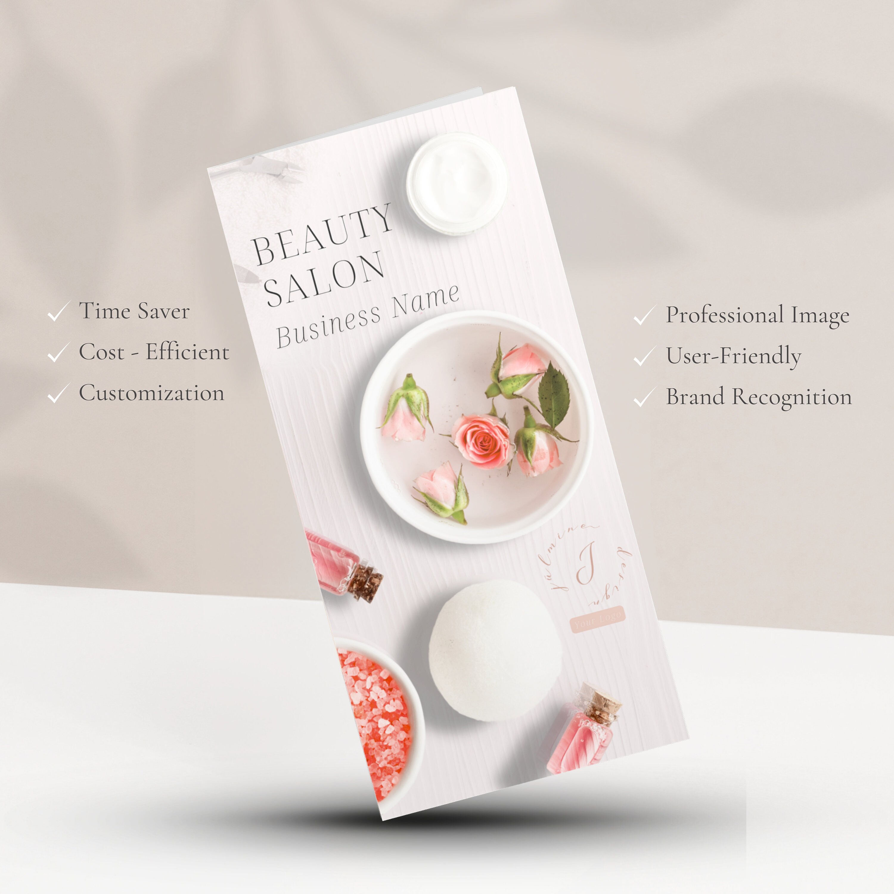 Beauty Salon Trifold Brochure Template, Editable Esthetician Booklet ...