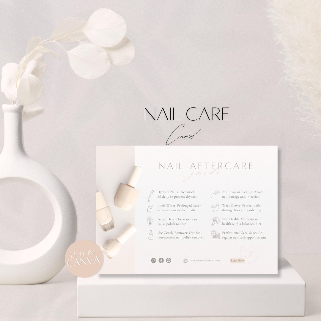 Nail Care Card Template, Instructions Card for Nail Clients ...
