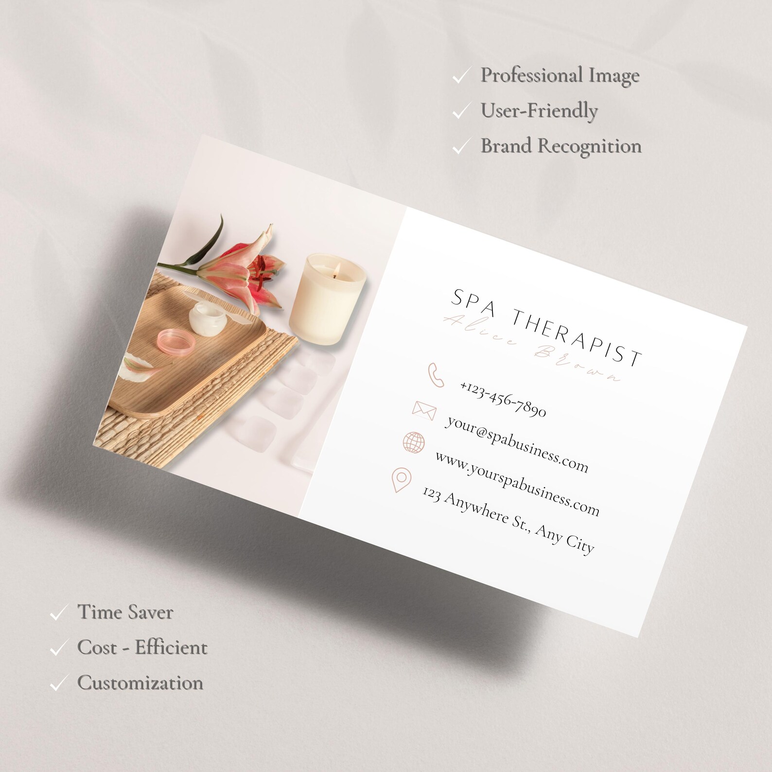 Spa & Wellness Business Card Template, Editable Beauty Info Card Design ...
