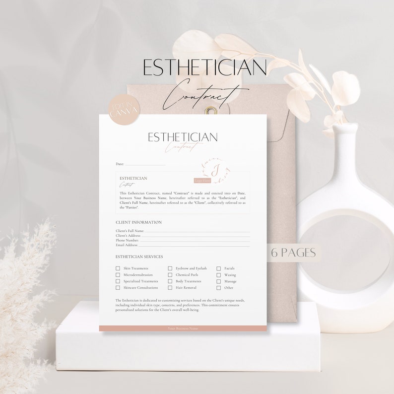Esthetician Contract Template, Editable Beauty Service Agreement ...