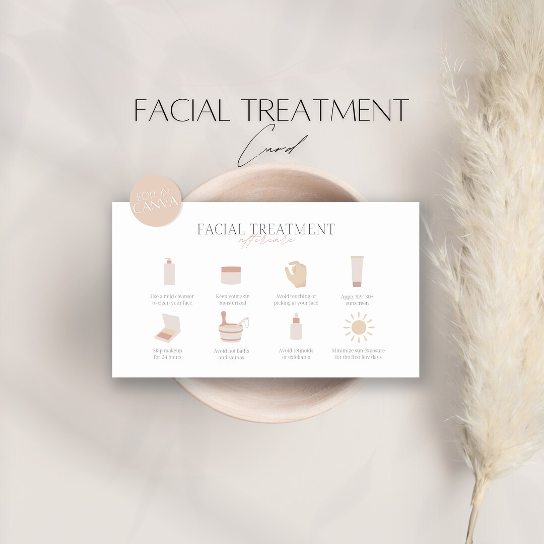 Facial Treatment Aftercare Card, Editable Salon Services Template ...