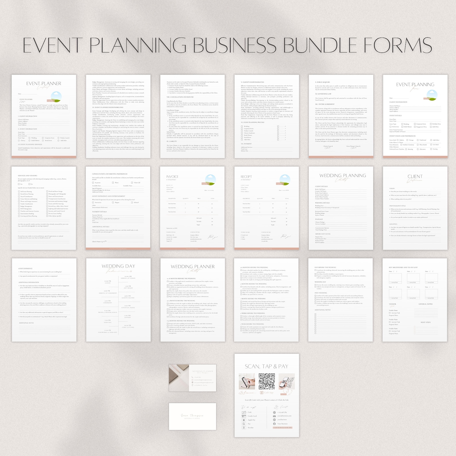 Event Planning Bundle Forms, Editable Event Planner Business Contract ...