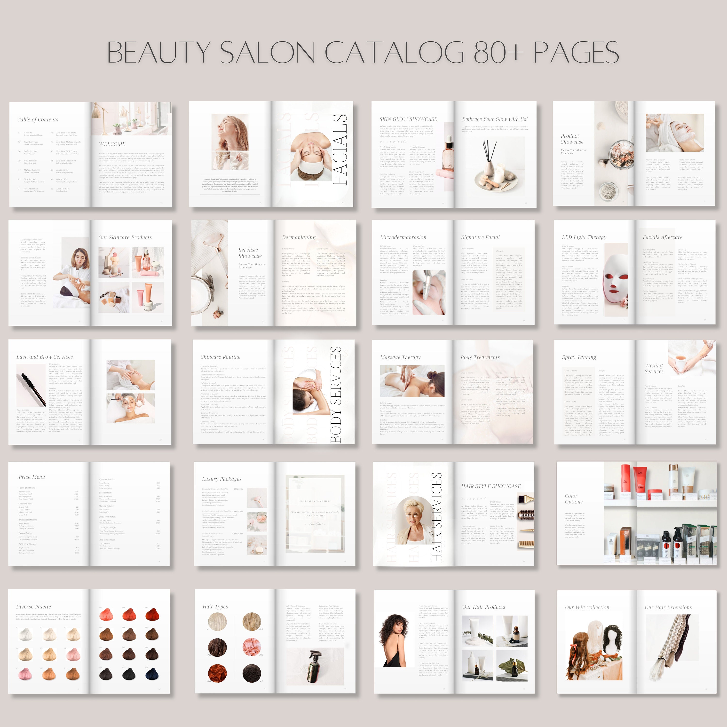 Beauty Salon Essentials Kit, Editable Beauty Services Catalog ...