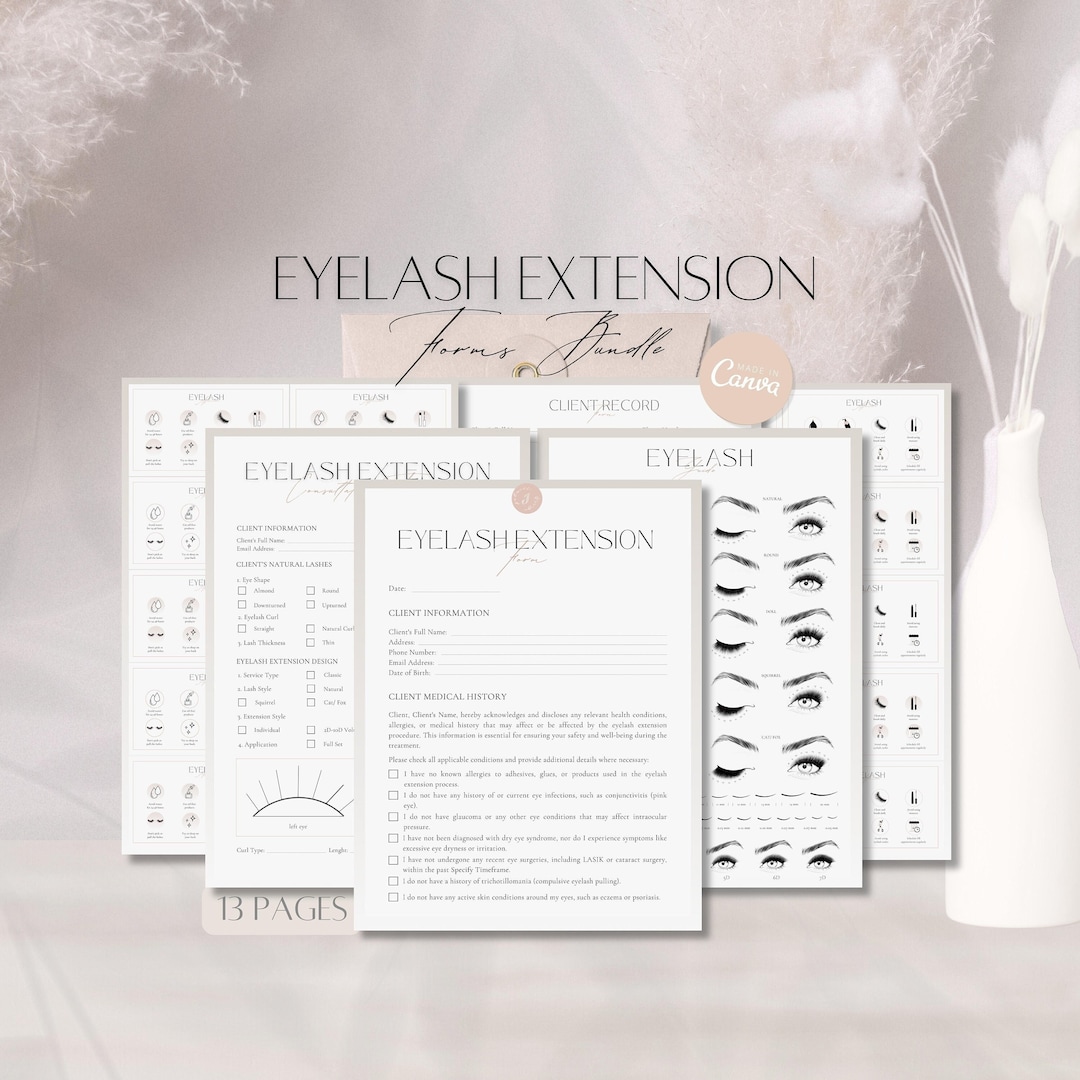 Eyelash Extension Forms Bundle Professional Eyelash Service - Etsy