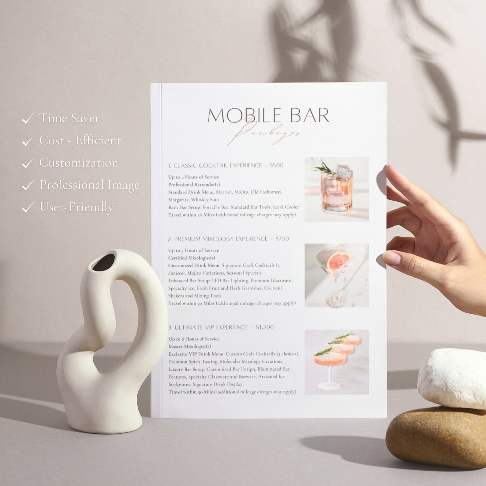 Mobile Bar Package List Template, Editable Bartender Services Pricing ...