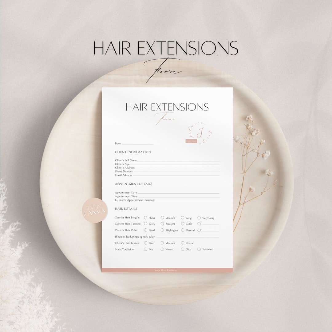Hair Extensions Consultation Form, Editable Client Hair Service Form ...