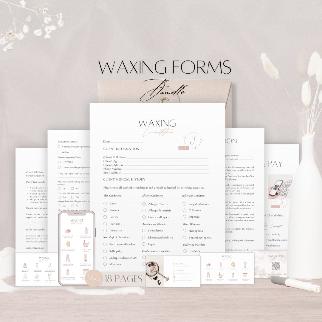 Waxing Forms Bundle, Editable Hair Removal Consultation File ...
