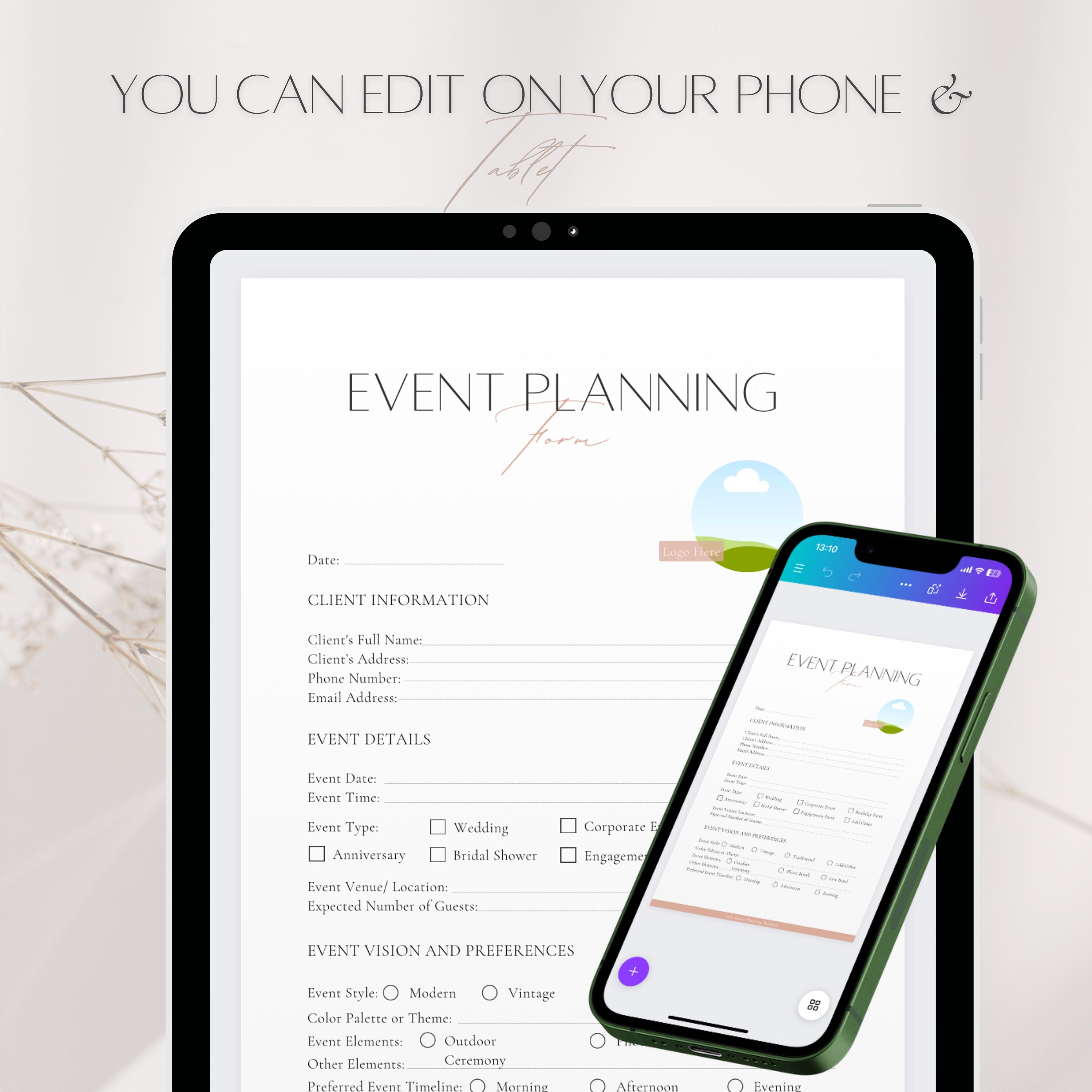Event Planning Bundle Forms, Editable Event Planner Business Contract ...