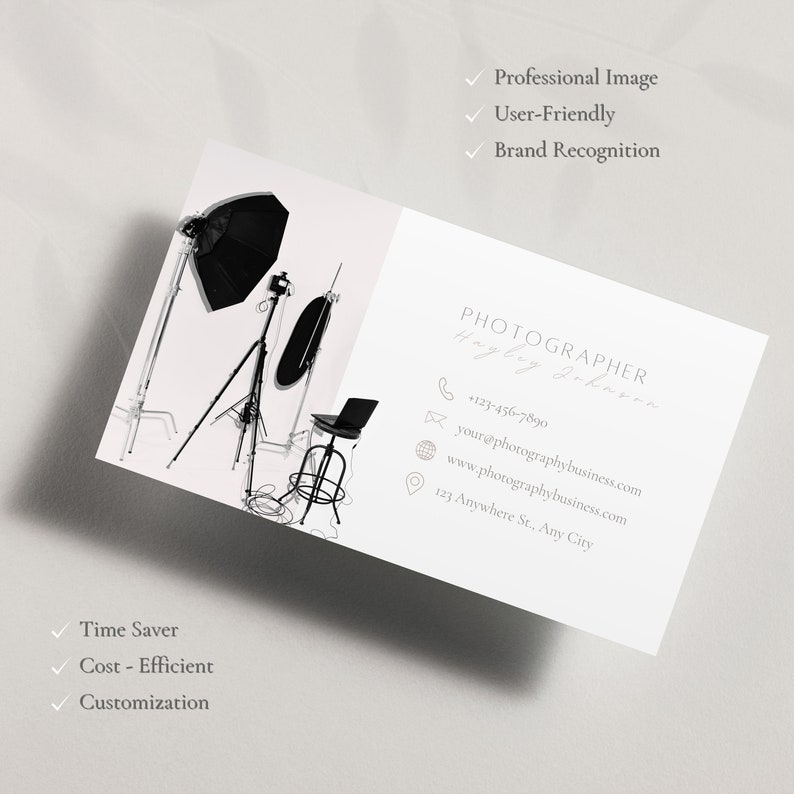 Photography Business Card Template, Editable Photographer Studio Card ...