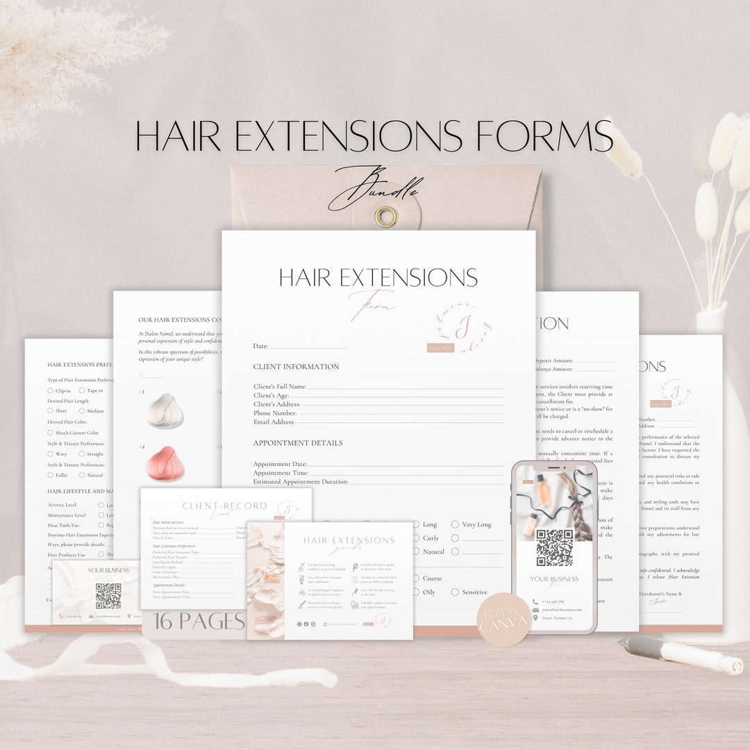 Hair Extensions Forms Bundle, Editable Hair Business Agreement ...