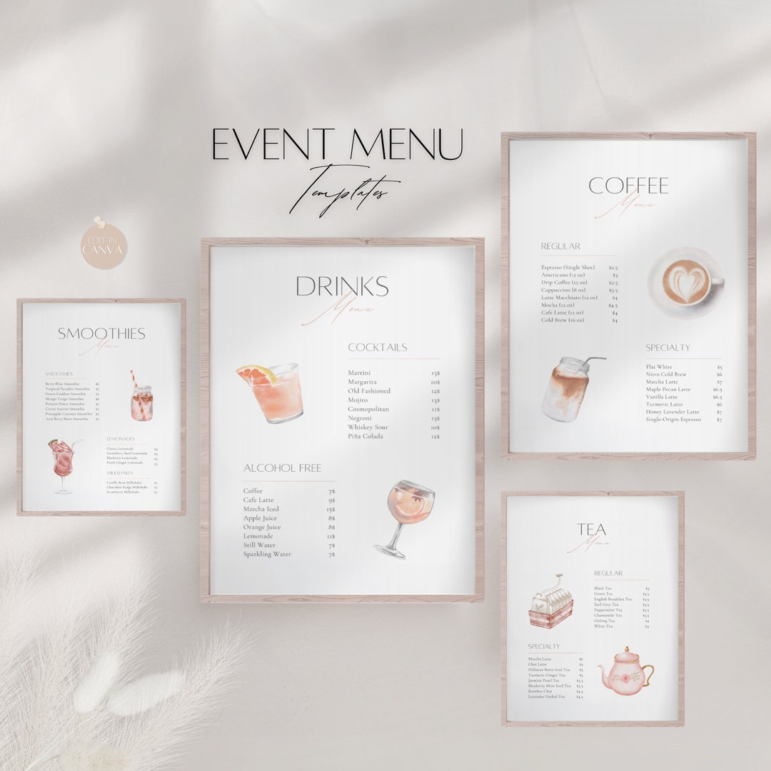 Event Menu Templates, Editable Mobile Bar Price List, Professional ...
