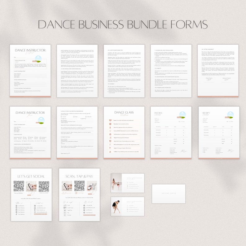 Dance Business Bundle Forms, Editable Dance Instructor Contract ...