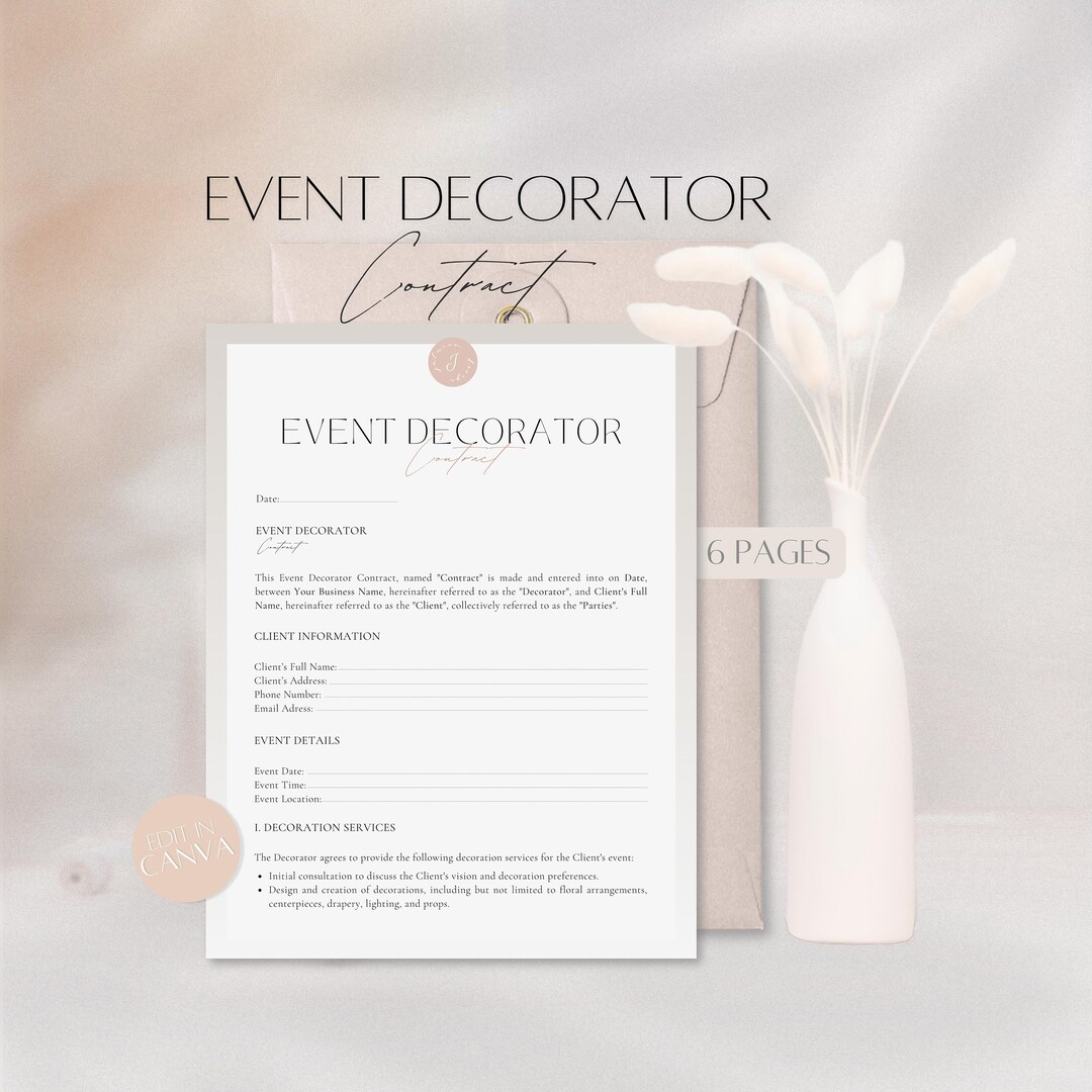 Event Decorator Contract Template, Decorating Services Contract ...