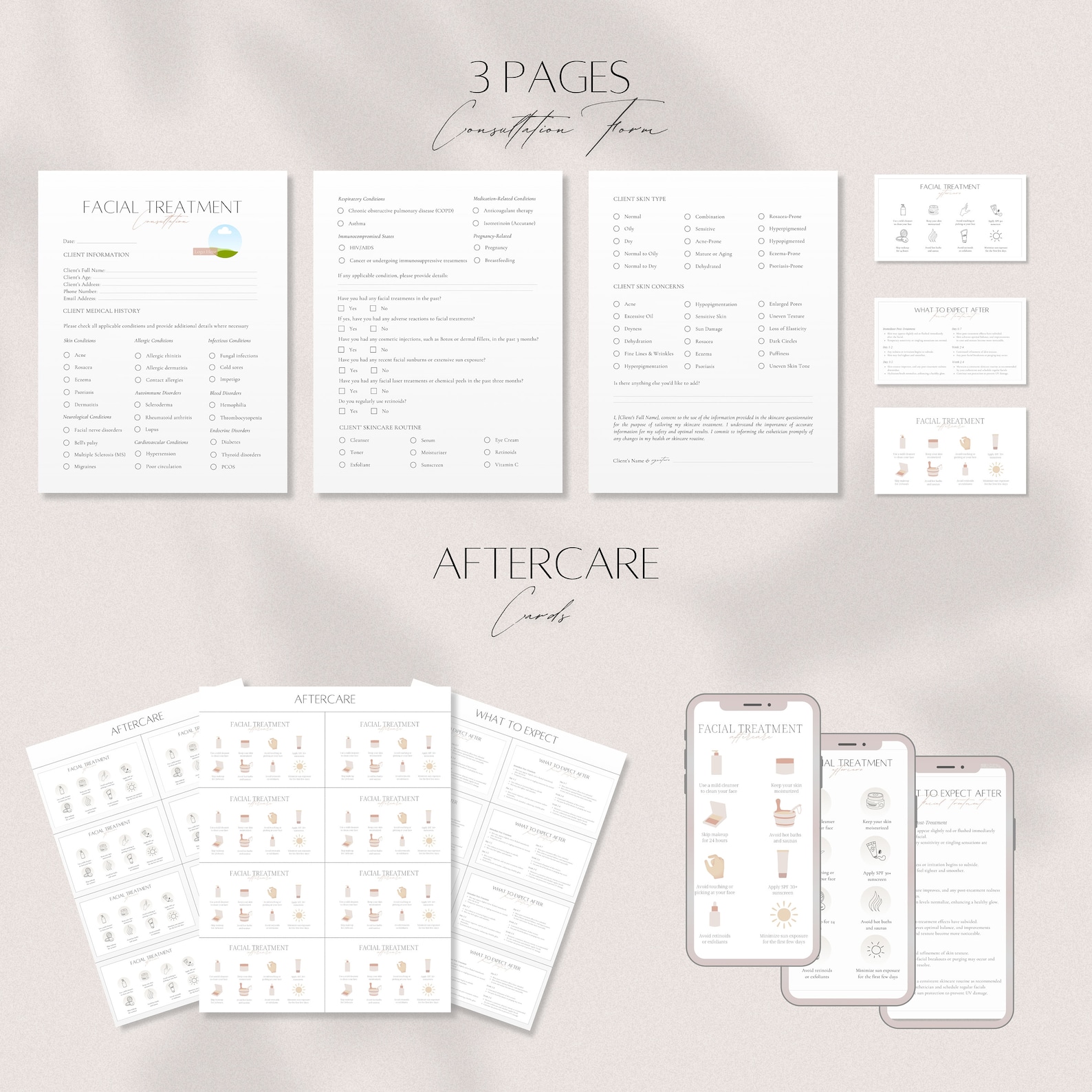 Facial Treatment Consultation Form, Editable Beauty Salon Service ...
