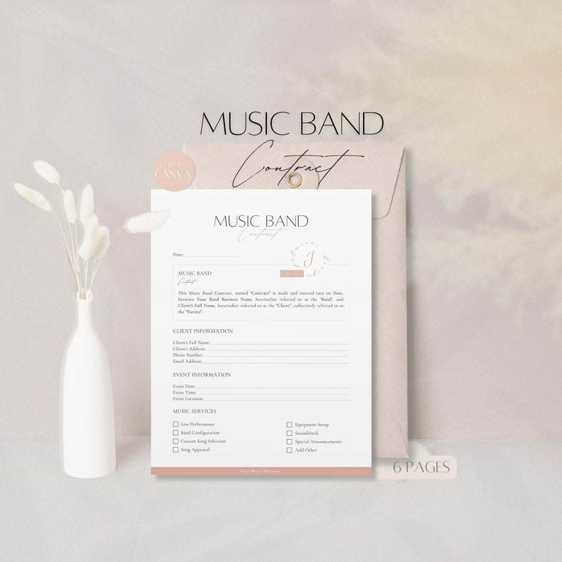 Music Band Contract Template, Editable Music Service Business Terms ...