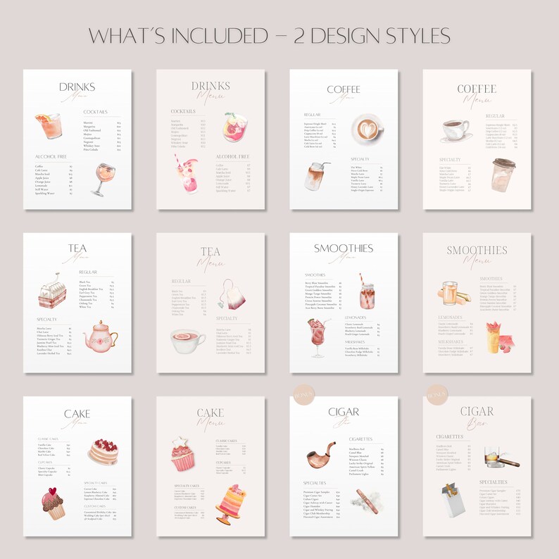 Event Menu Templates, Editable Mobile Bar Price List, Professional ...