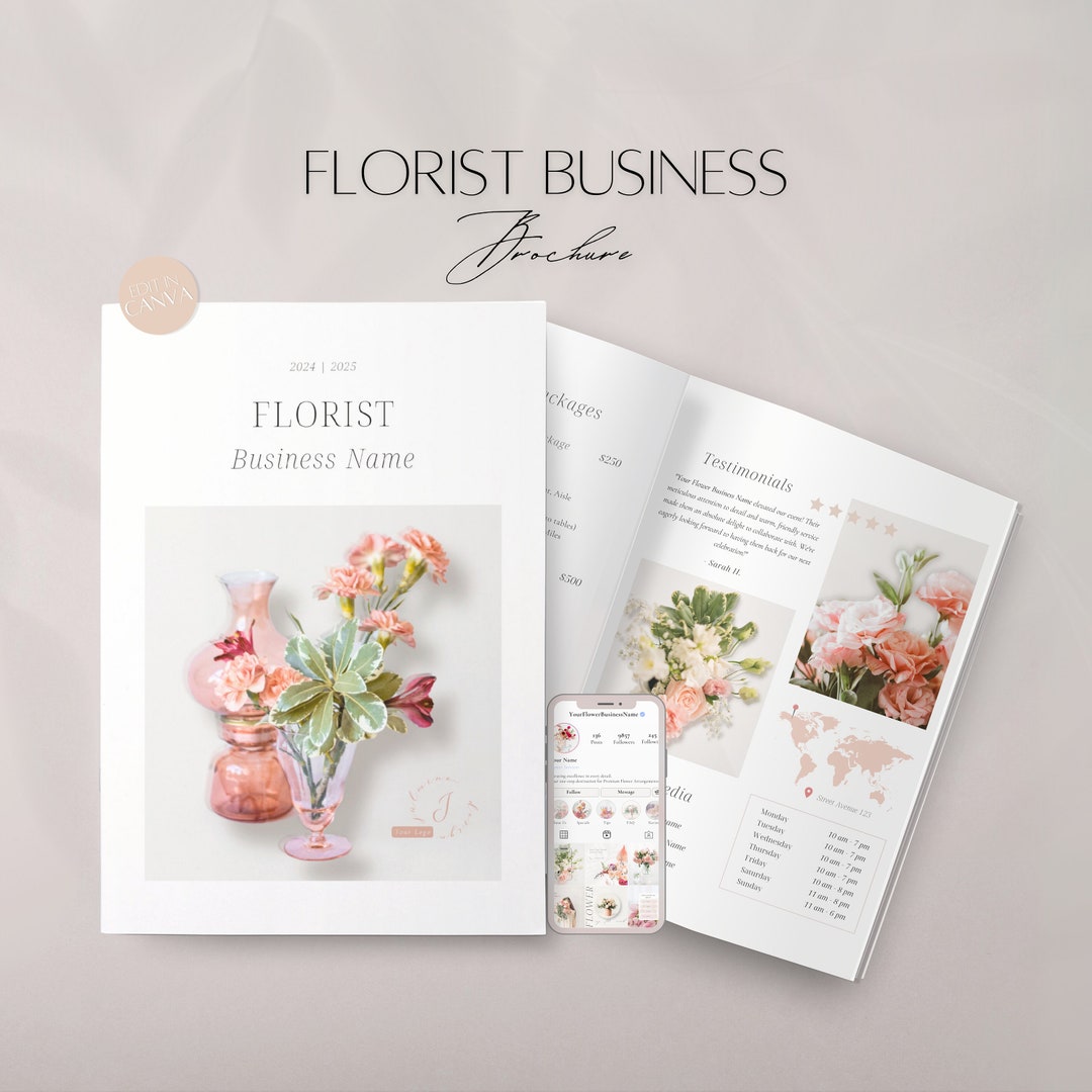Florist Brochure Template, Editable Floral Services Instagram Business ...