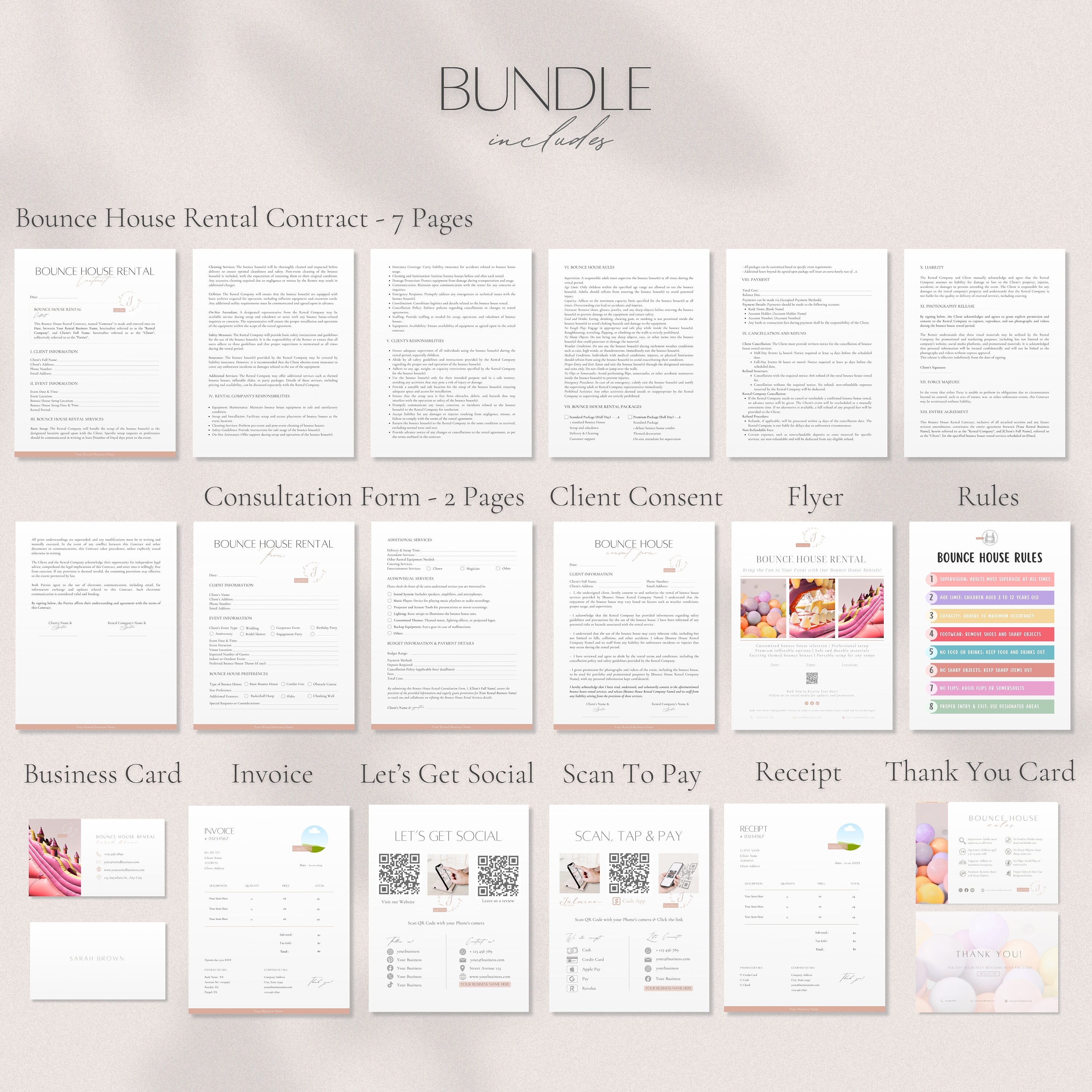 Bounce House Rental Forms Bundle, Editable Inflatable Rental Agreement ...