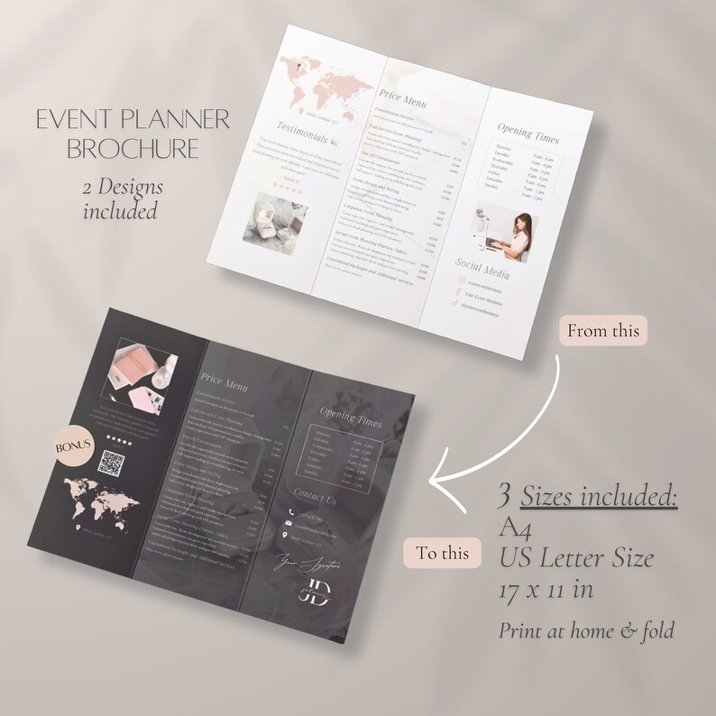 Event Services Trifold Brochure Template, Editable Event Planner ...