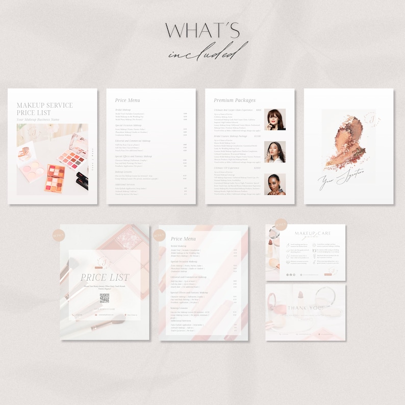 Makeup Price List Template, Editable Makeup Artist Pricing Menu ...