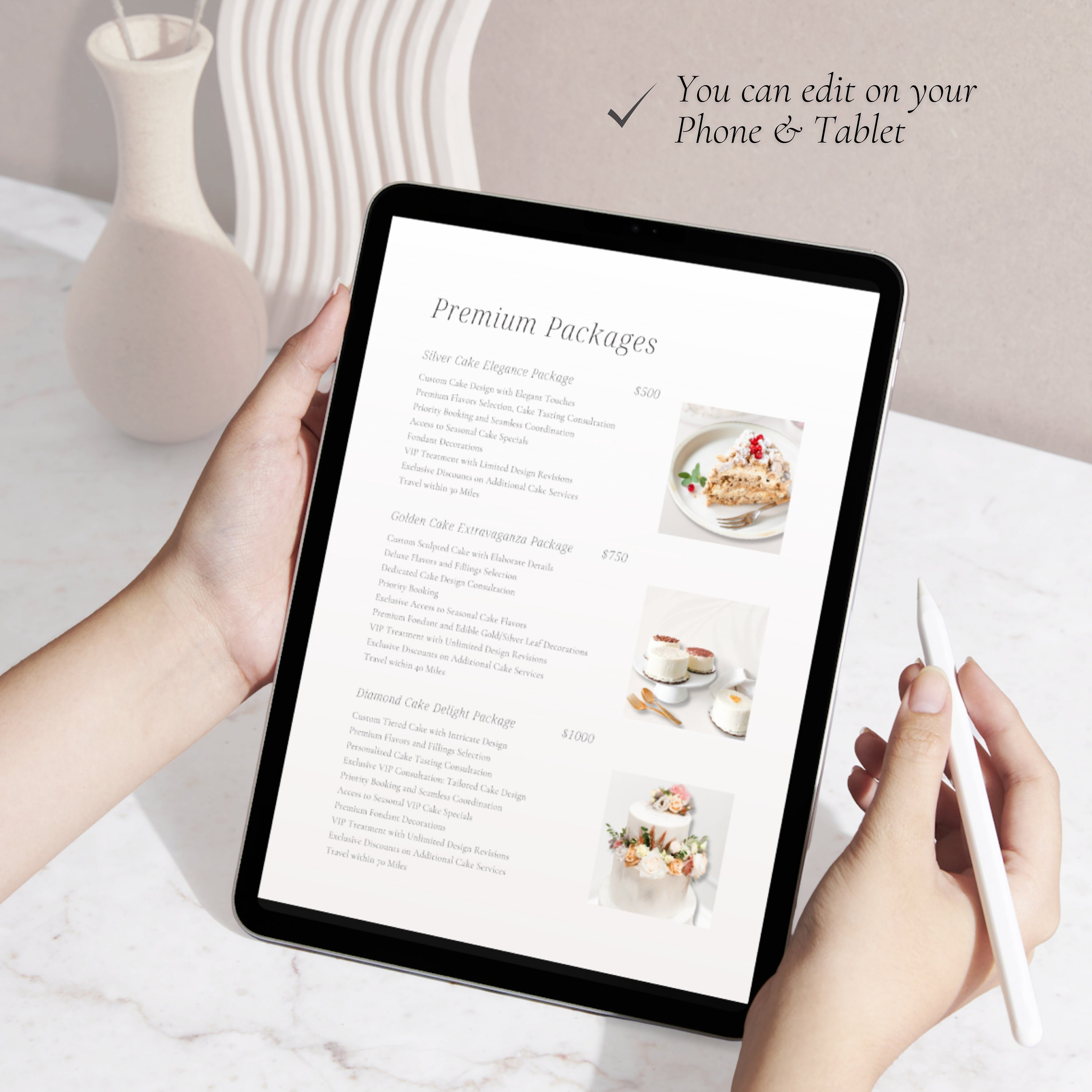 Cake Business Price List Template, Editable Baker Pricing Menu File ...