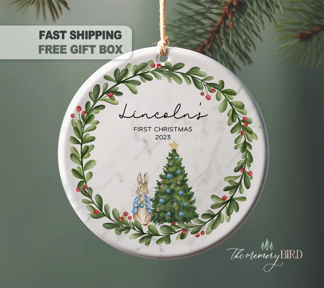 Peter Rabbit Christmas Ornament, Baby's First Christmas Ornament, Baby ...