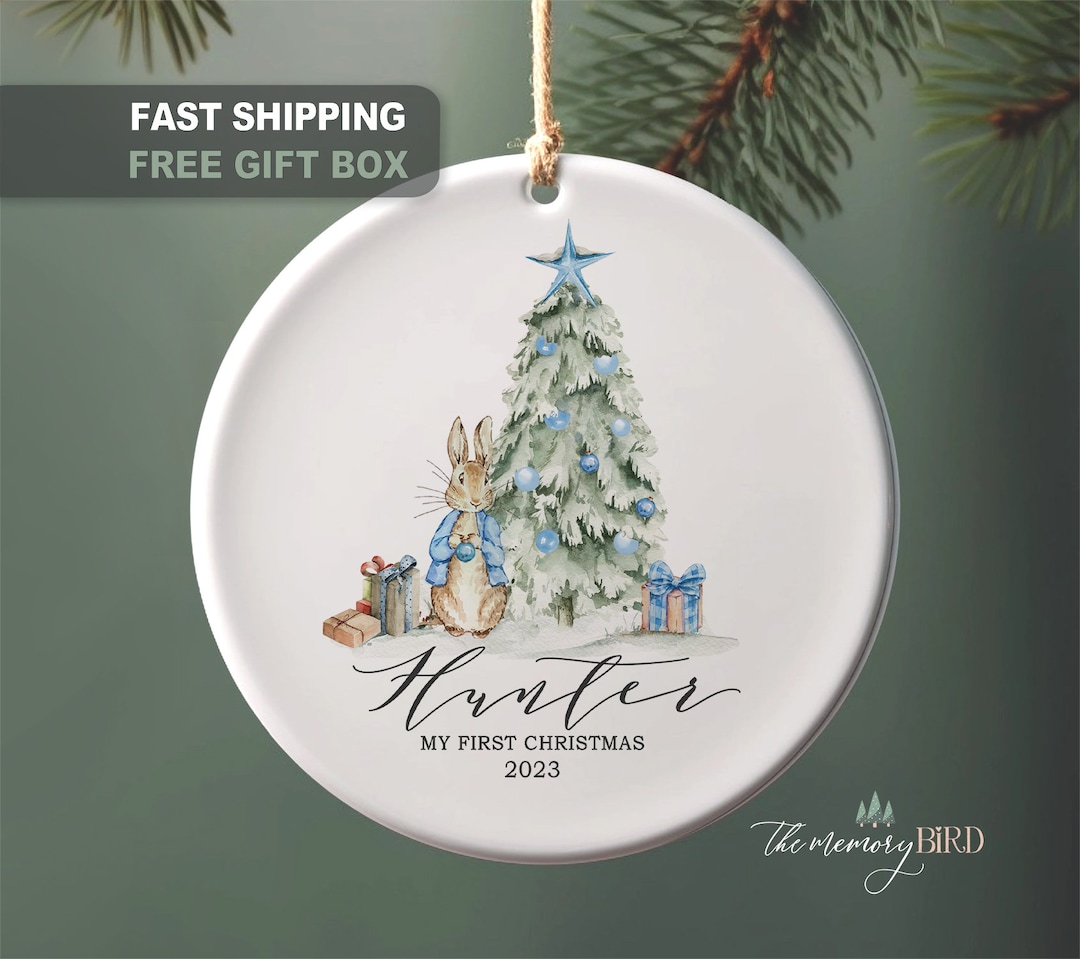 Peter Rabbit Christmas Ornament, Baby's First Christmas Ornament, Baby ...