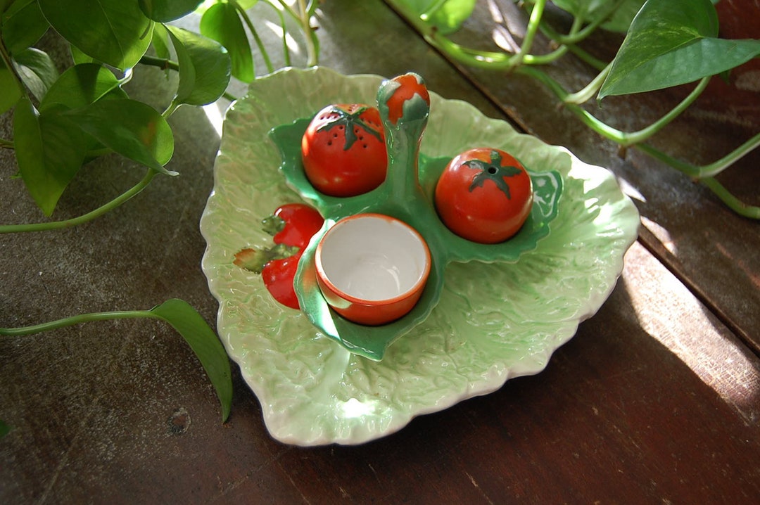 Carlton Ware Cabbage Leaf Plate and Tomato Cruet Set - Etsy Canada