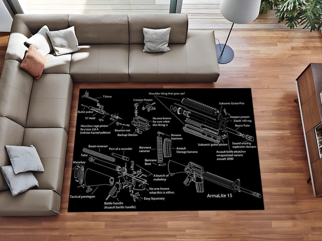 M16A4 Rifle Rug, Gamer Room Carpet, Gaming Room Rug, Home Decor ...