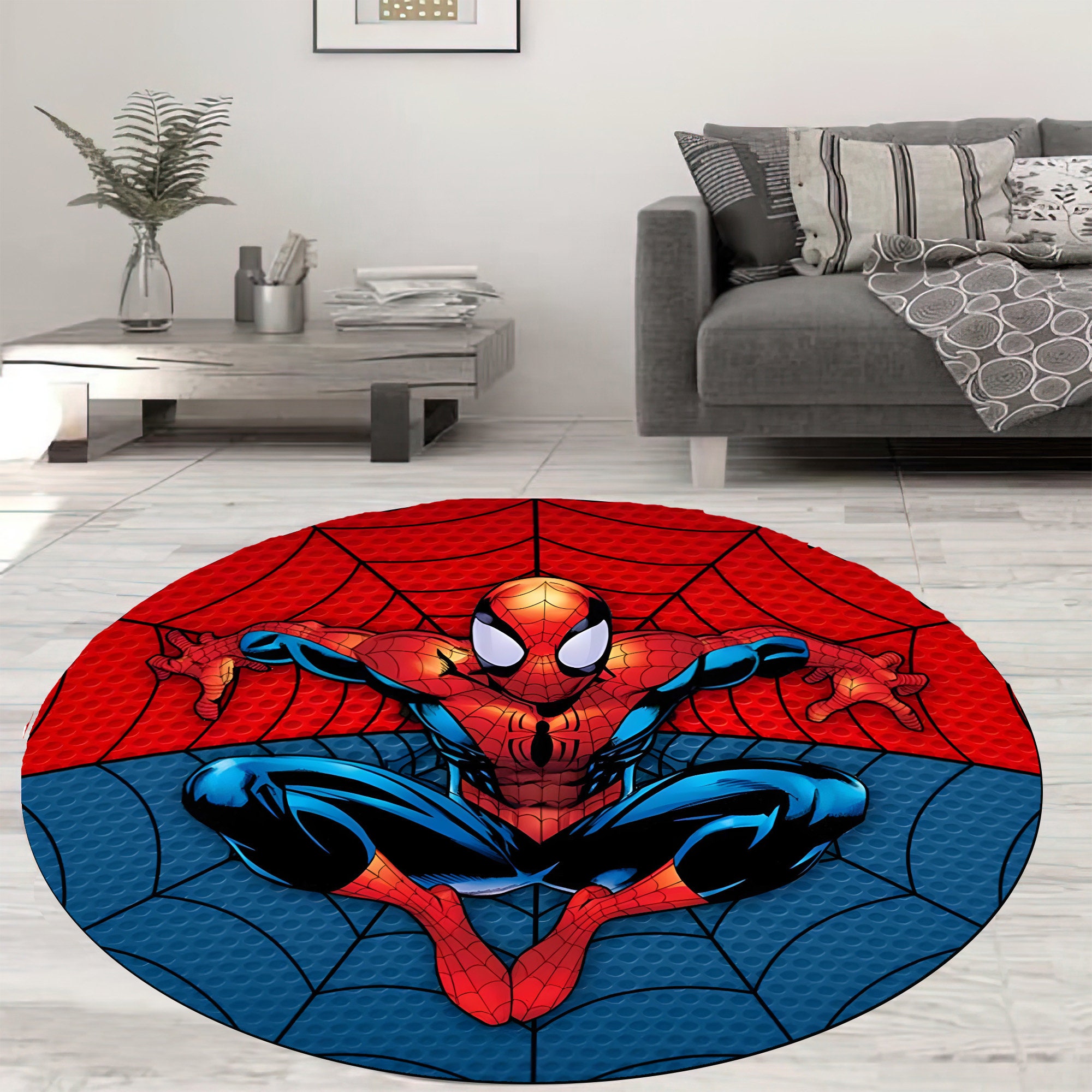Spiderman Rug, Round Rug, Circle Rug, Kids Room Carpet, Home Decor ...