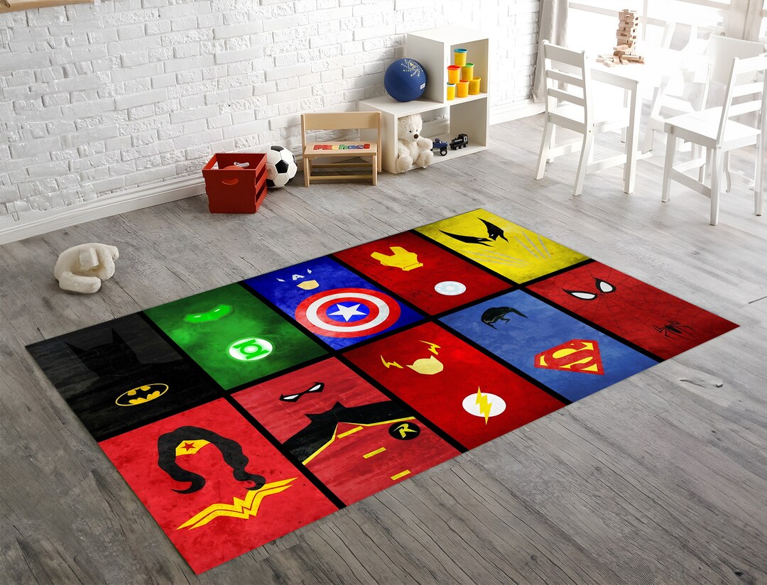 Superhero Rug, Kids Room Decor, Spiderman Rug, Hulk Rug, Ironman Rug ...