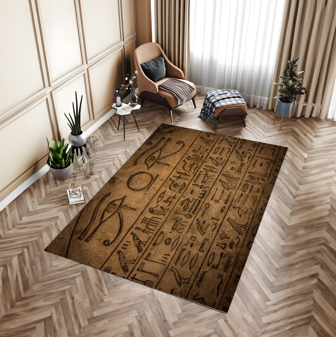 Ra Rug, Ankh Rug, Hieroglyph Rug, Sphinx Rug, Ancient Rug, Egypt Rug ...