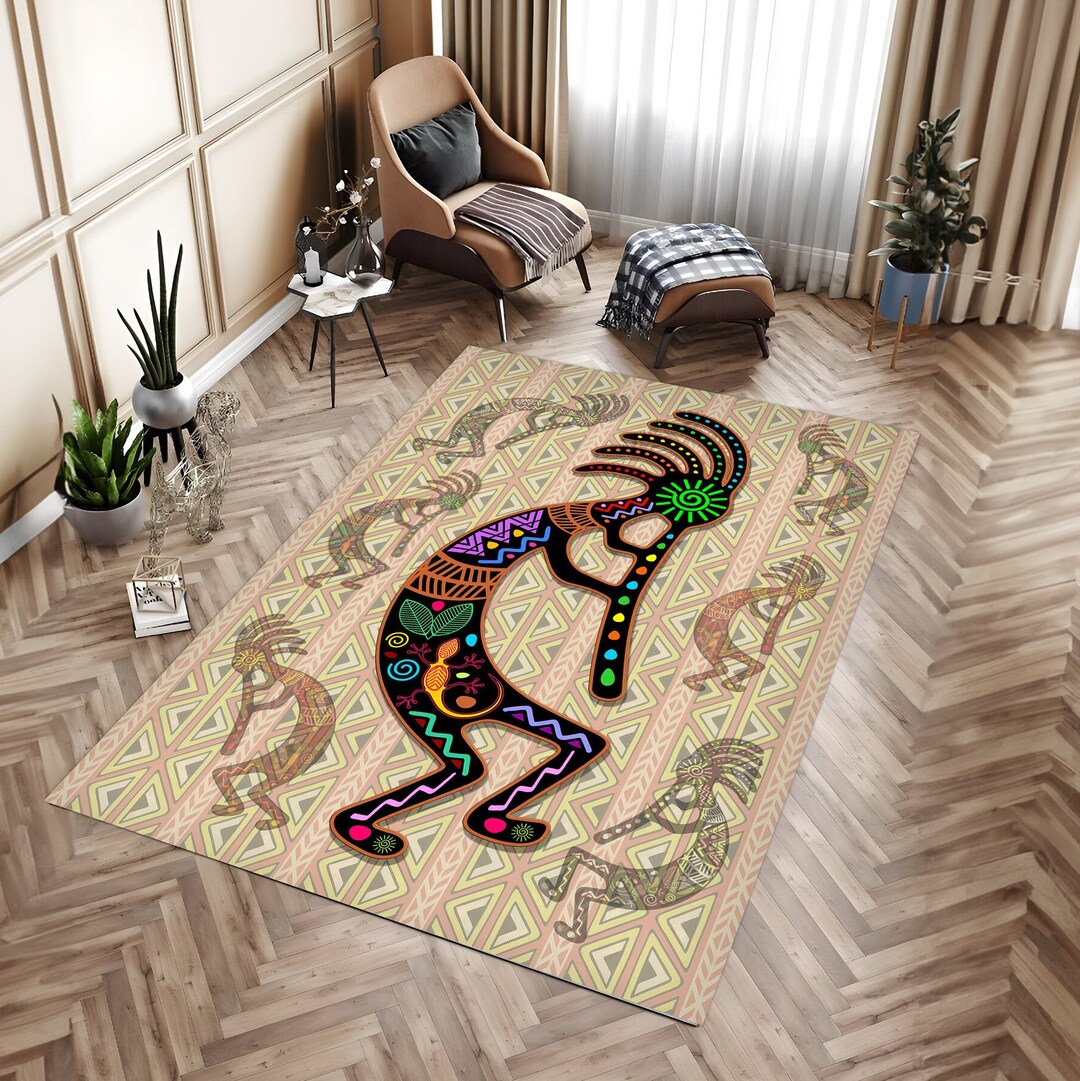 Kokopelli Rug, Native Art Rug, Dance Rug, Music Rug, Musician Rug, Kids ...