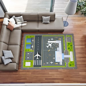 Runway Rug, Airport Rug, Plane Rug, Game Area Mat, Aviation Rug, Kids ...