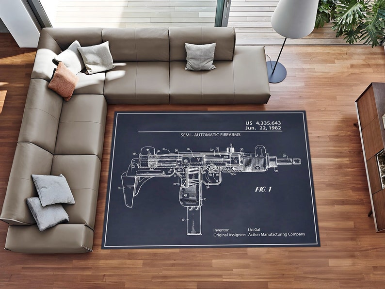 Uzi Rug, Rifle Rug, Gamer Room Carpet, Gaming Room Rug, Home Decor ...