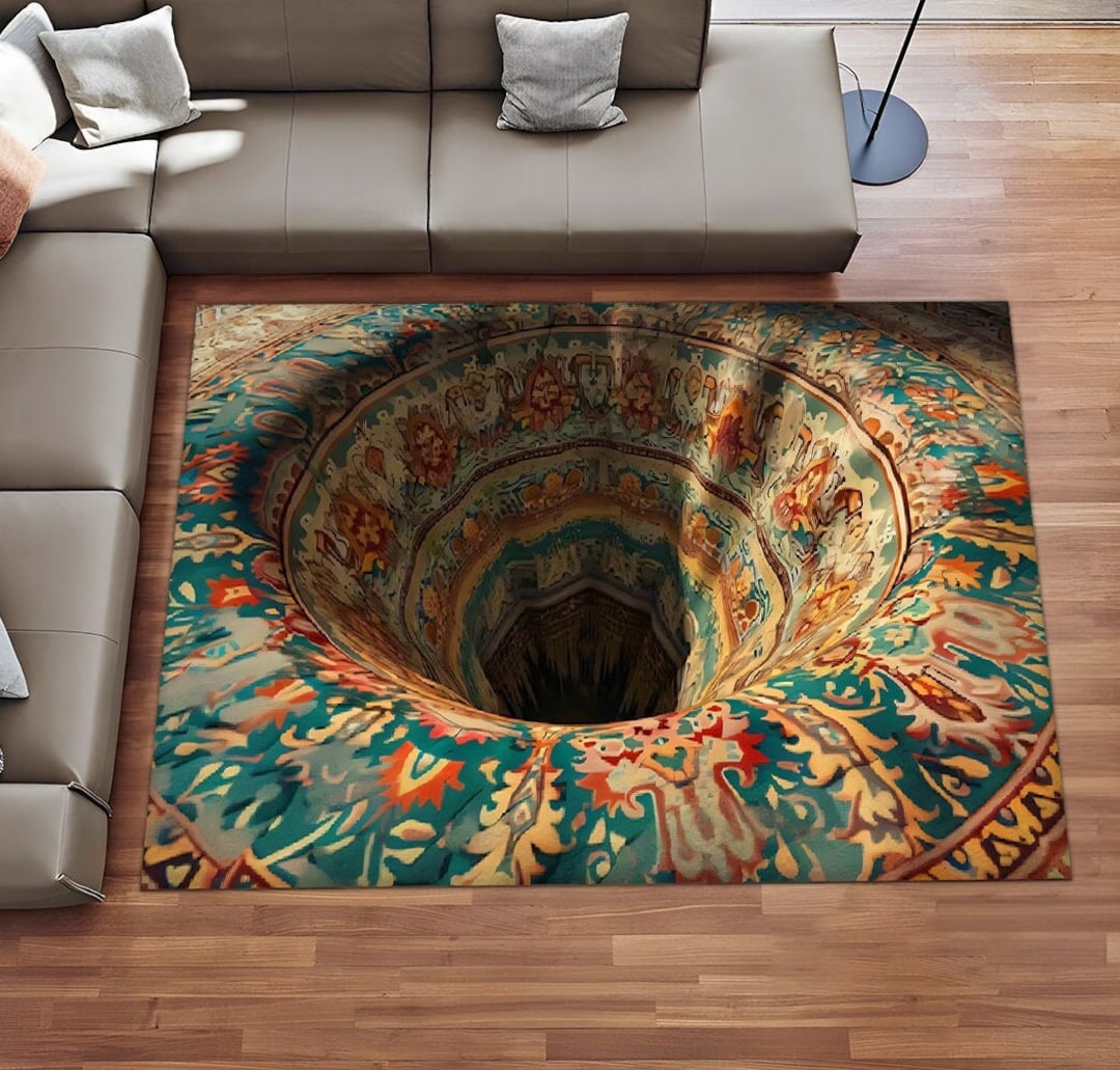 Vortex Rug, 3D 2D Rug, Pit With Traditional Motifs, Deep Hole Effected ...