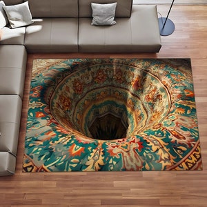 Vortex Rug, 3D 2D Rug, Pit With Traditional Motifs, Deep Hole Effected ...