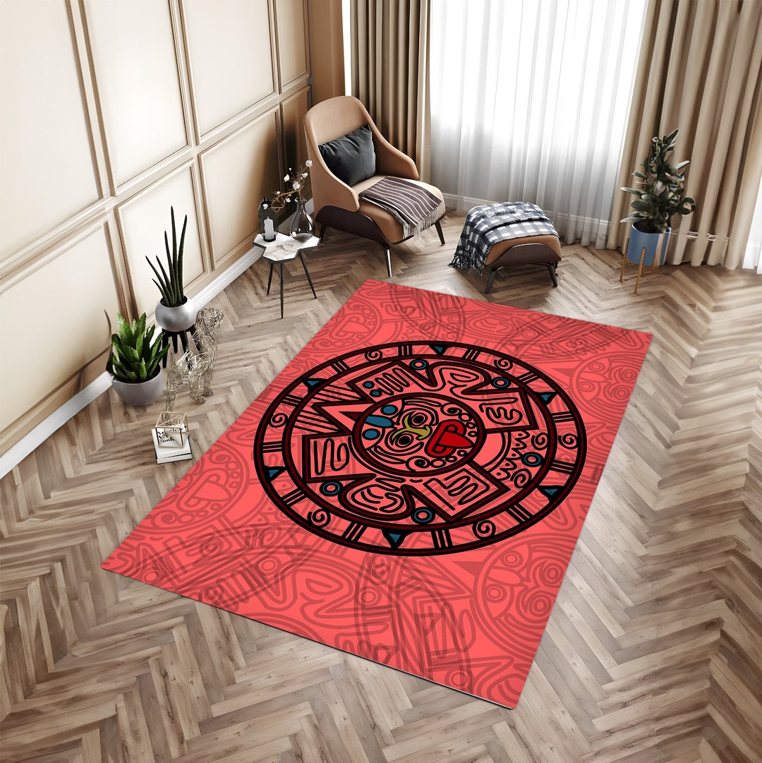 Mandala Rug, Tibet Pattern Rug, Mayan Theme Rug, Ancient Rug, Area Rug ...
