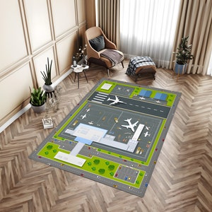 Runway Rug, Airport Rug, Plane Rug, Game Area Mat, Aviation Rug, Kids ...